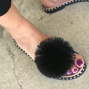 Verano Rio | Shoes | New Verano Rio Black Pom Pom Mule Slide Sandals ...